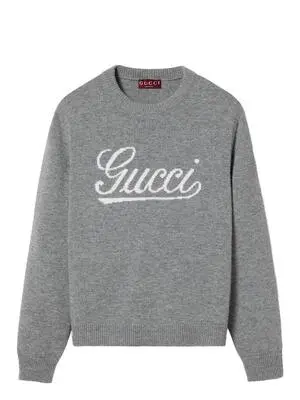 Gucci Wool Sweater With Intarsia - Grey