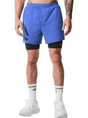 Alo Yoga Conquer React 2-In-1 Performance Short Marathon Blue/black