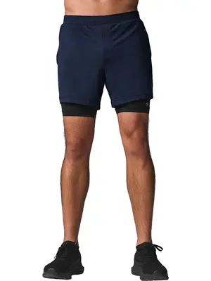 Alo Yoga Conquer React 2-In-1 Performance Short Navy/black