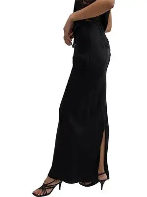 A.L.C. Greta Satin Maxi Skirt - Black