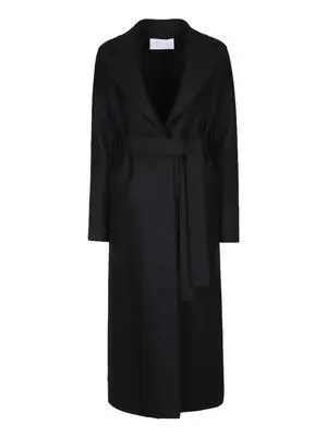 Harris Wharf London Long Maxi Pressed Wool Coat Black