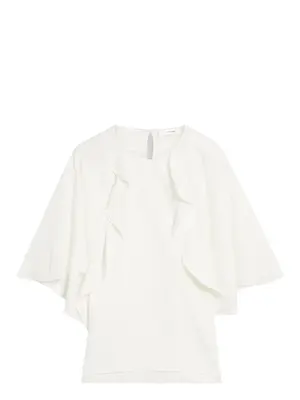 FRAME Ruffled Crepe Blouse - Ivory