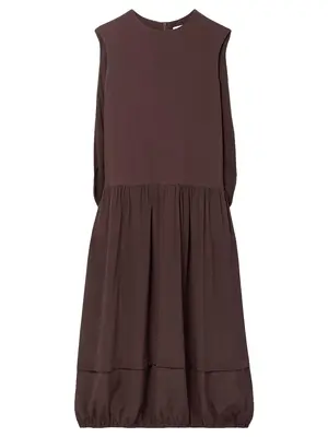 Tibi Tibi Cape-Effect Silk Midi Dress Chocolate