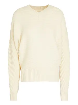 Another Tomorrow Ribbed Wool Sweater - Cream