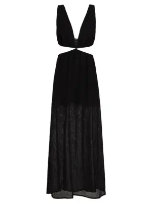 Le Kasha Dessouk Cutout Linengauze Maxi Dress - Black