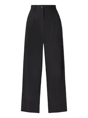 Co TTONTWILL Straight-Leg Cotton-Twill Pants Black