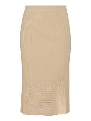 JOSEPH Pointelle-trimmed Ribbed-knit Skirt - Beige