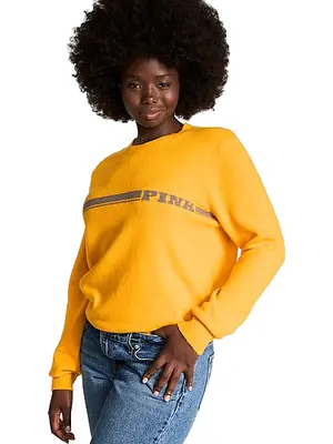 Pink PINK Collegiate Knit Crewneck Sweater Yellow