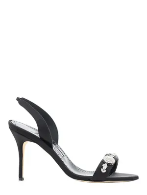 Manolo Blahnik 90mm Lamisan Embellished Slingback Sandals - Black