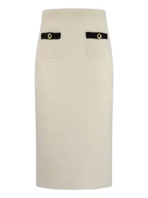 Alessandra Rich Knitted Midi Skirt - White