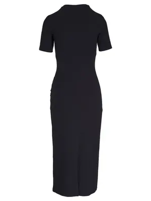 Vince Side-draped Midi Dress - Black