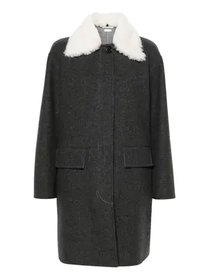 Thom Browne Bal-collar Wool-felt Coat - Grey