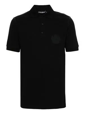 Dolce & Gabbana Logo-embroidered Cotton Polo Shirt - Black