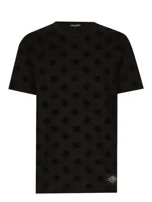 Dolce & Gabbana Monogram-print Cotton T-shirt - Black