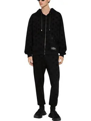 Dolce & Gabbana Monogram-embossed Cotton Track Pants - Black
