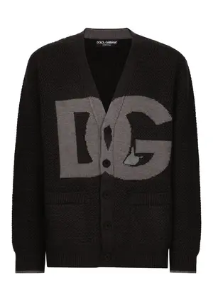 Dolce & Gabbana Logo-intarsia Cardigan - Grey