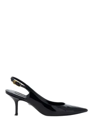 Roberto Cavalli Leather Slingback Pumps - Black