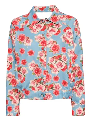 BAMBAH Rose Floral Denim Jacket - Blue
