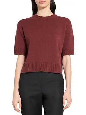 Theory Theory Cashmere Cropped Sweater Oxblood Red