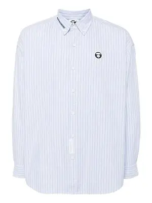 AAPE BY *A BATHING APE® Logo-patch Striped Shirt - Blue