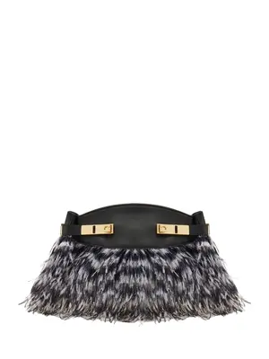 FERRAGAMO Hug Soft Crossbody Bag With Feathers - Black