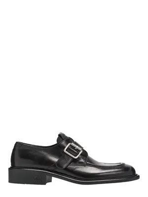Miu Miu Buffalo Leather Buckle Loafers Nero