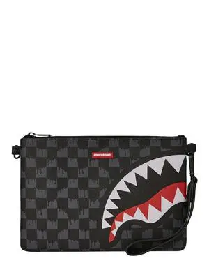 SPRAYGROUND Drip Check Shark Crossover Clutch - Black/grey Checker