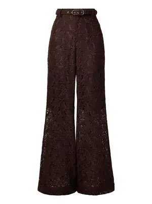 Zimmermann Illustration Guipure Lace Flared Pants - Brown