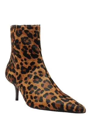 Schutz Pointed Toe Low Heel Bootie - Leopard