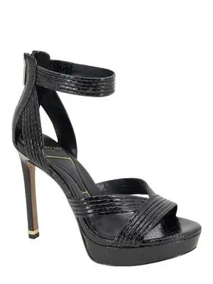 KENNETH COLE Nadine Ankle Strap Platform Sandal - Black Snake