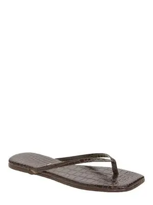 Tkees TKEES Lily Square Toe Flip Flop Carob Croc
