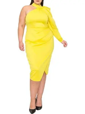 L I V D Gigi One-shoulder Midi Dress - Yellow