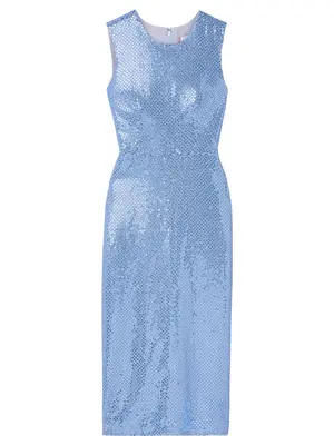 Carolina Herrera Embellished Crepe Midi Dress - Blue
