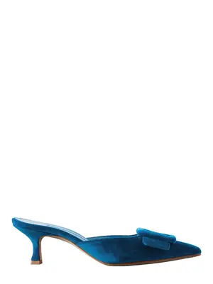 Manolo Blahnik Manolo Blahnik Maysale 50 Buckled Velvet Mules Blue