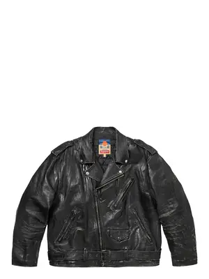 Supreme X Blackmeans Painted Leather Motorcycle Jacket - Black