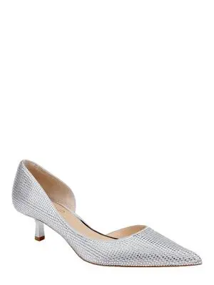 Badgley Mischka Teegan Rhinestone Pumps - Silver Satin