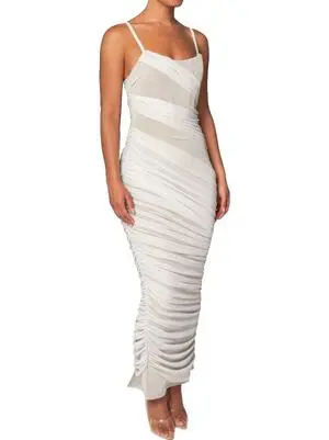 JLUXLABEL Catalina Metallic Knit Maxi Dress - White