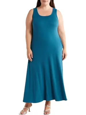 24SEVEN COMFORT APPAREL Maxi Tank Dress - Teal