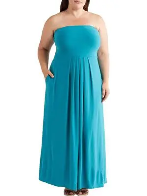 24SEVEN COMFORT APPAREL Pleated Stretch A-line Dress - Teal