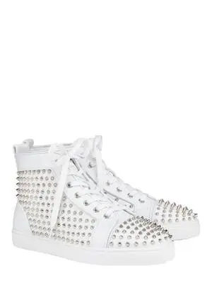 CHRISTIAN LOUBOUTIN Louis Allover Spikes High-top Sneakers - White/silver
