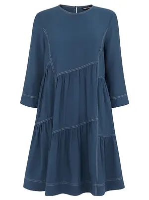 Whistles Phoebe Seam-detail Trapeze Mini Dress - Blue