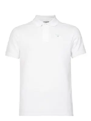 Barbour Brand-embroidered Ribbed-trim Regular-fit Cotton-piqué Polo Shirt - White