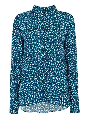 Whistles Leopard Print Woven Shirt - Teal/multi