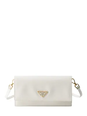 Prada Saffiano Mini Leather Shoulder Bag - White