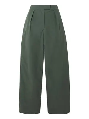 CONNER IVES Pleated Crinkled Wide-leg Pants - Grey Green
