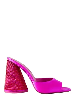 Attico Luz Crystal-embellished Satin Mules - Fuchsia