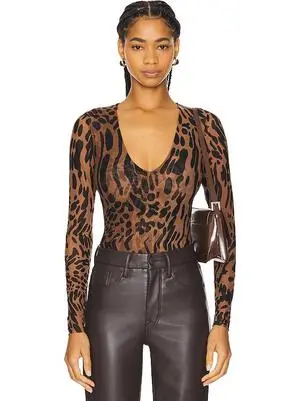 Good American Mesh Bodysuit - Warped Leopard004