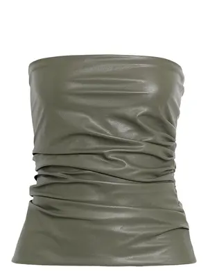 Helmut Lang Strapless Ruched Top - Army Green