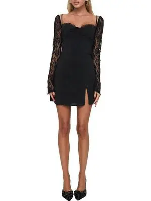 strapless open back dress Lukea Long Sleeve Mini Dress | Black | Womens main image 0