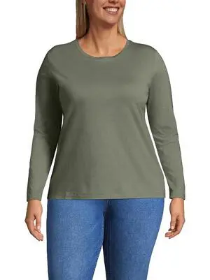 LANDS' END Lands' End Relaxed Supima Cotton Long Sleeve Crew Neck T-Shirt